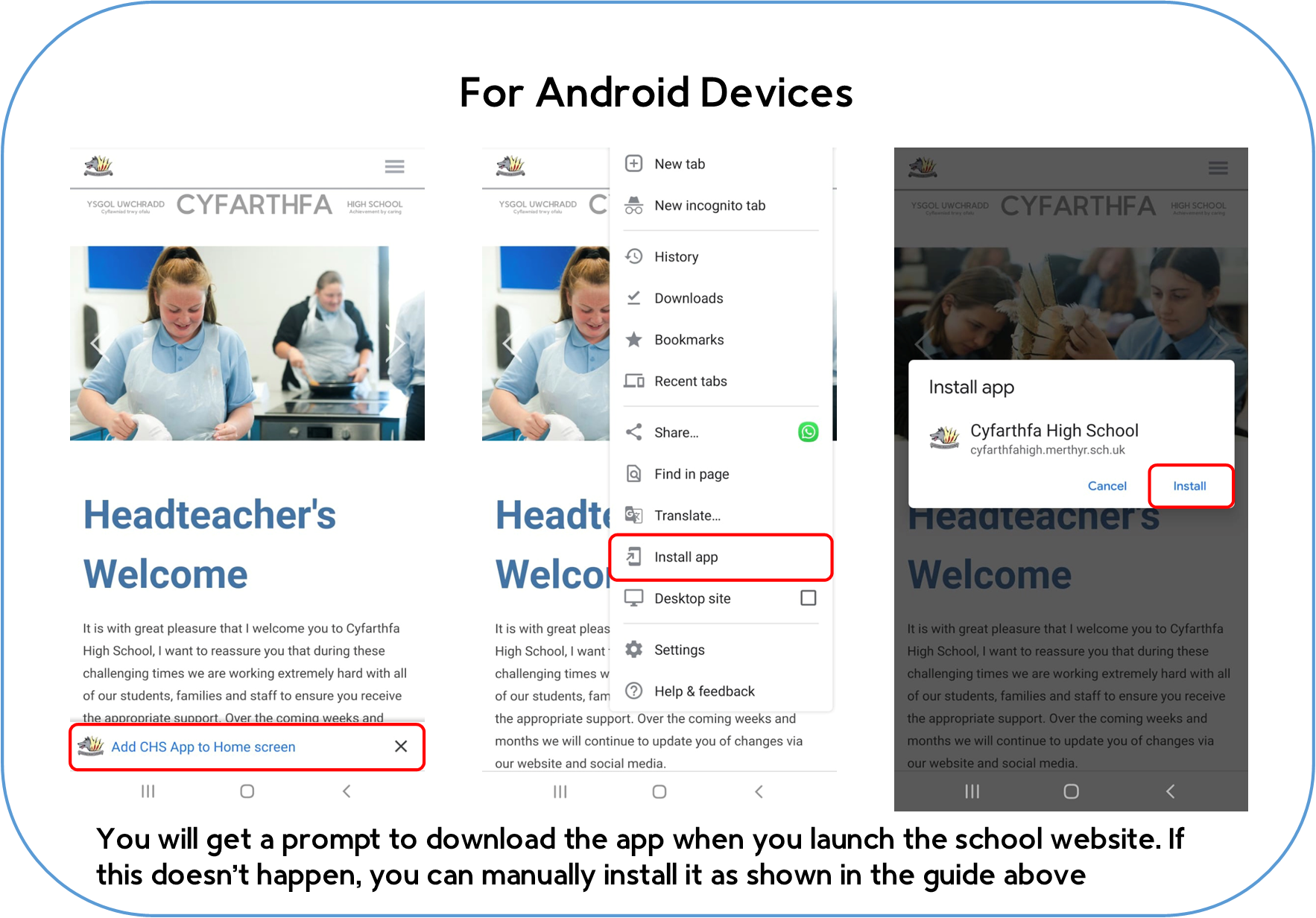 Install CHS App – Cyfarthfa High School